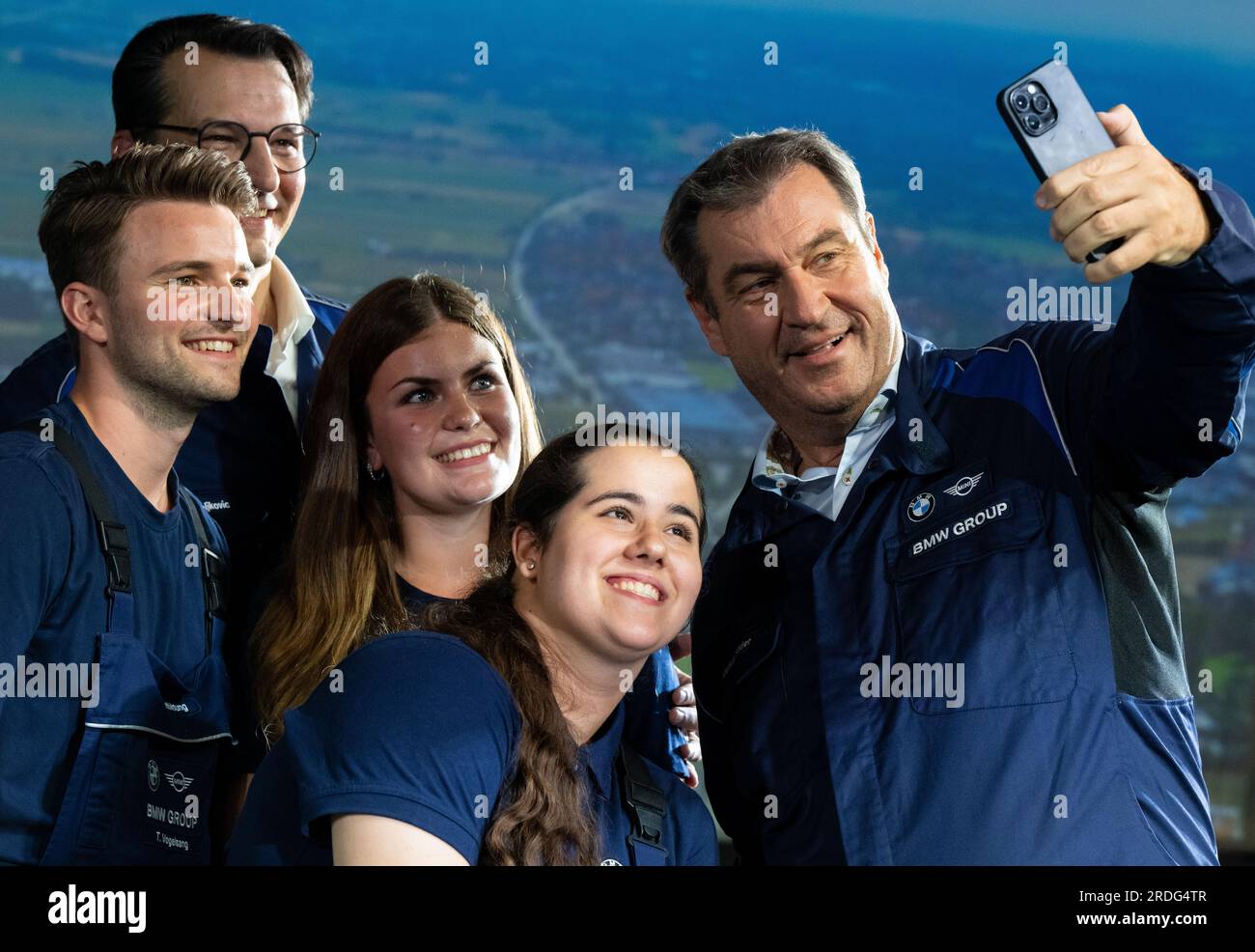 Dingolfing, Germany. 21st July, 2023. Markus Söder (CSU, r), Minister ...