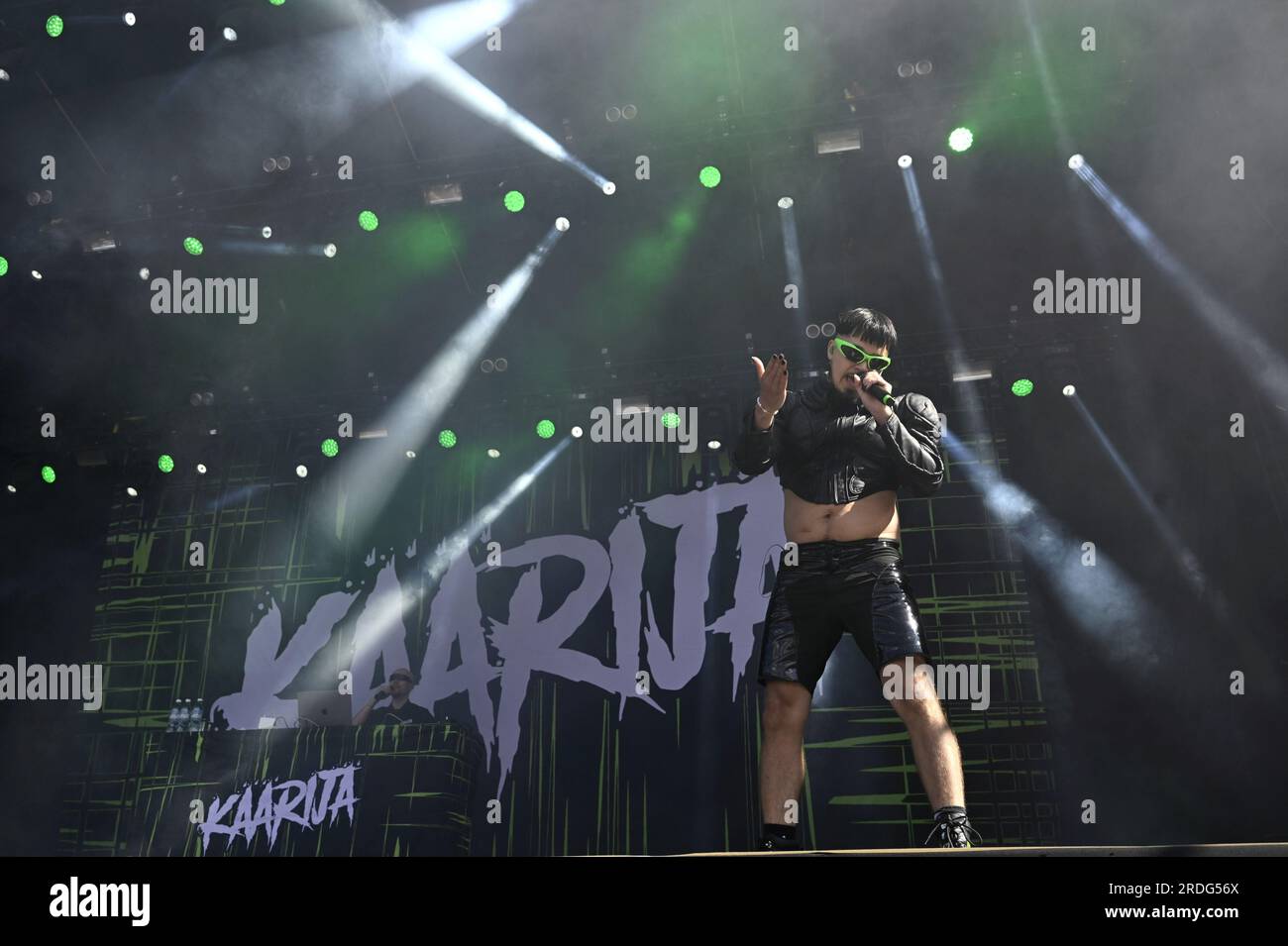 Vantaa, Finland. 21st July, 2023. Finnish rap artist Käärijä performing ...