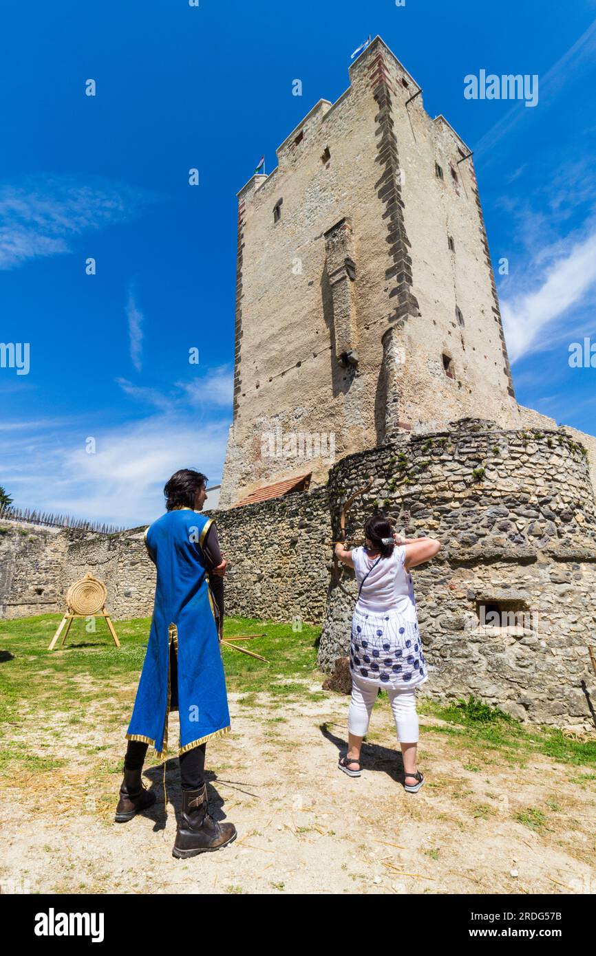 Archery for visitors at Kinizsi var (Kinizsi Castle) originated from ...