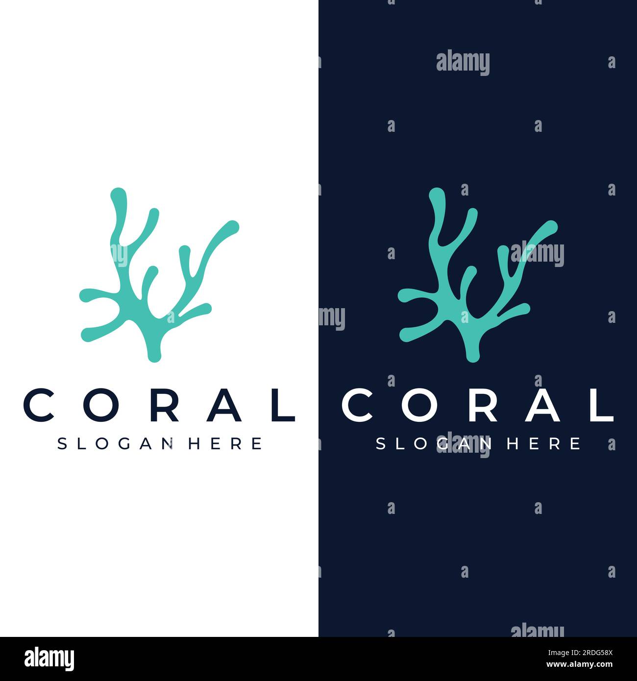 Beautiful colorful underwater natural coral reef logo design. Coral ...
