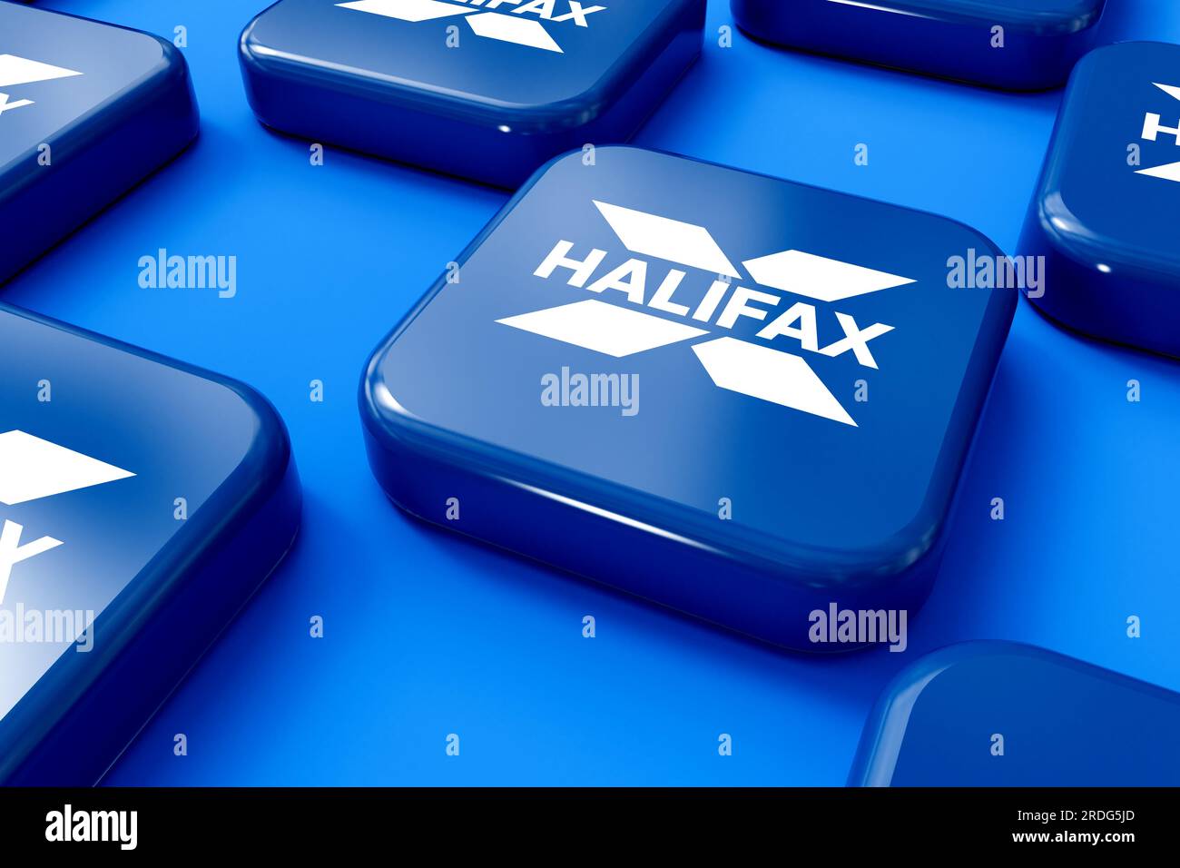 LONDON, UK - July 2023: Halifax bank blue and white company logo. 3D ...