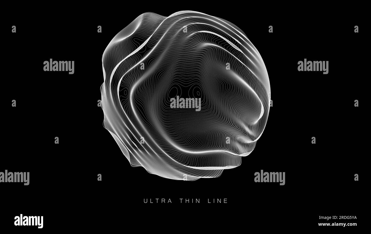 Ultra thin line fluid geometry. Dynamic vector distorted spheres Stock ...