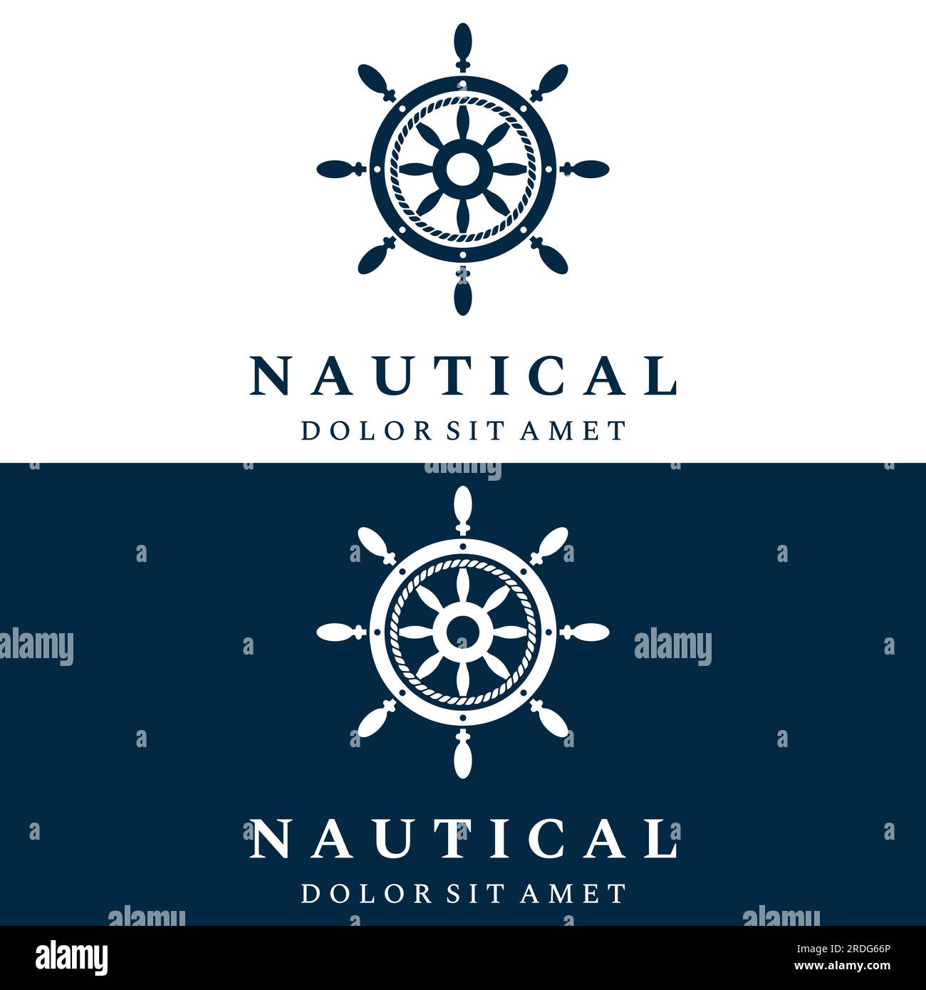 Cruise ship rudder logo design with sea waves, retro ropes and anchors ...