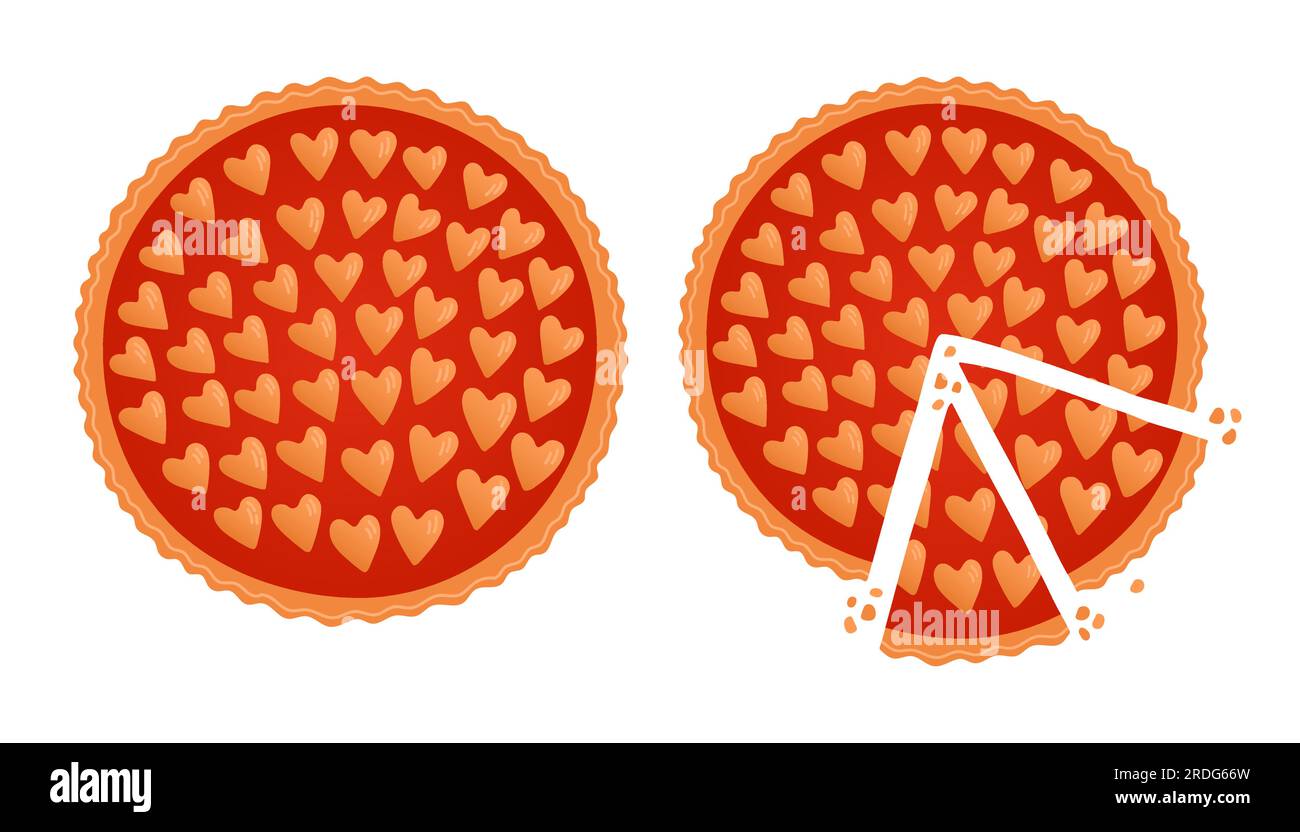 Pie top view. Cooked tasty round food pastry pie desserts exact vector ...