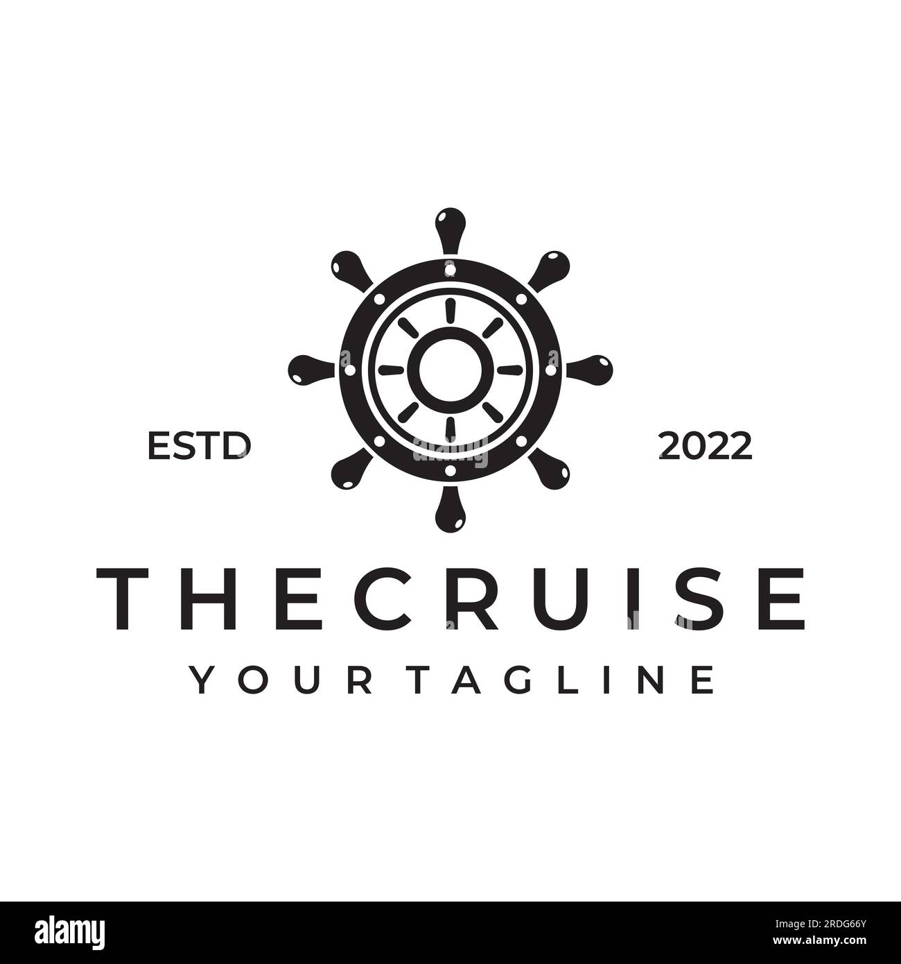 Cruise ship rudder logo design with sea waves, retro ropes and anchors ...