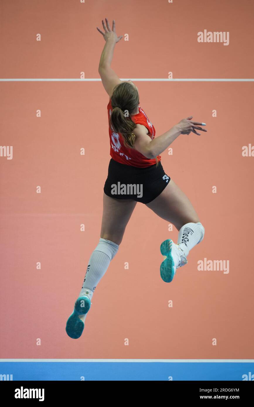 ISTANBUL, TURKIYE - MARCH 11, 2023: Kiera Van Ryk serves during Turk ...