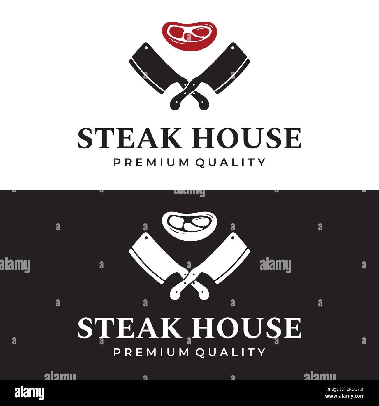 Fresh butcher shop logo with knife and vintage farm animal markings ...