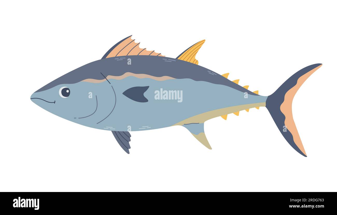 Yellowfin tuna. Vector illustration cartoon flat icon isolated on white ...
