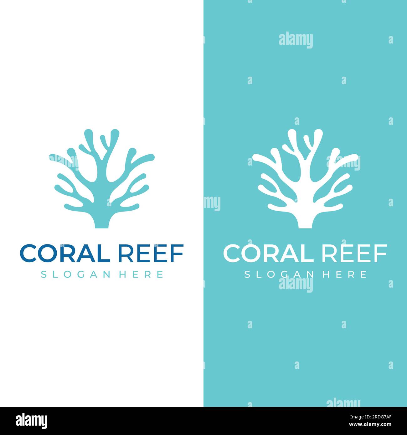 Beautiful colorful underwater natural coral reef logo design. Coral ...