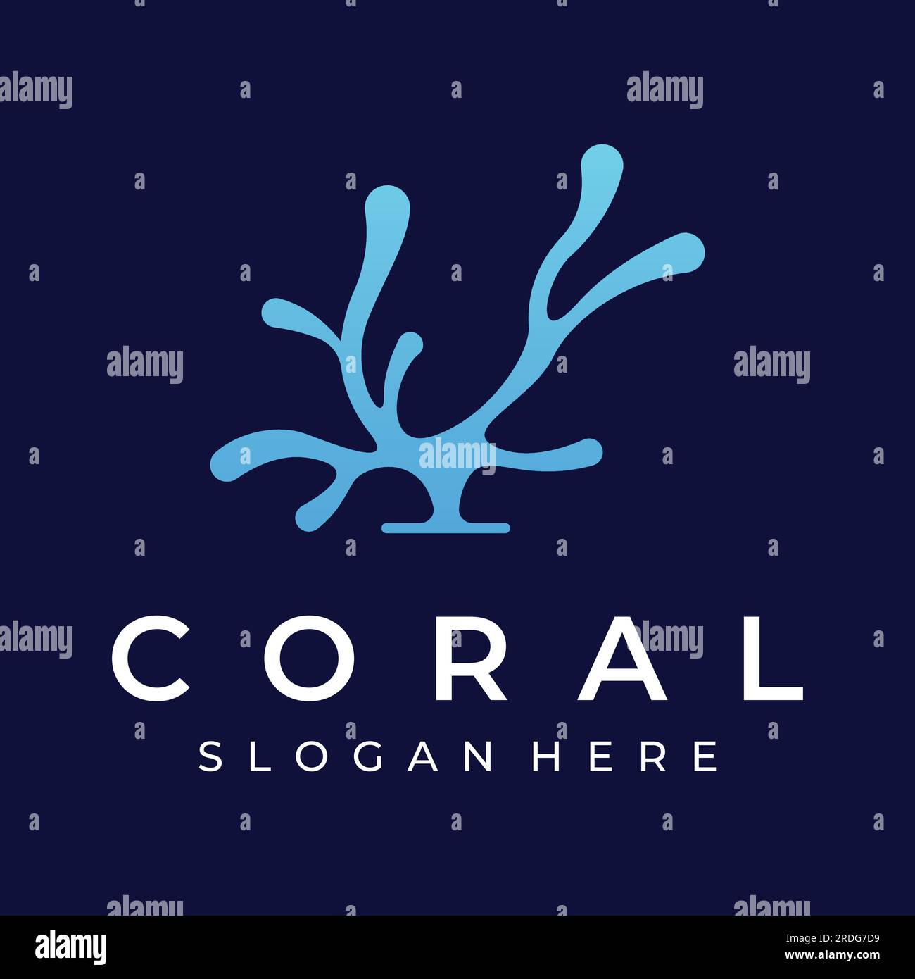 Beautiful colorful underwater natural coral reef logo design. Coral ...