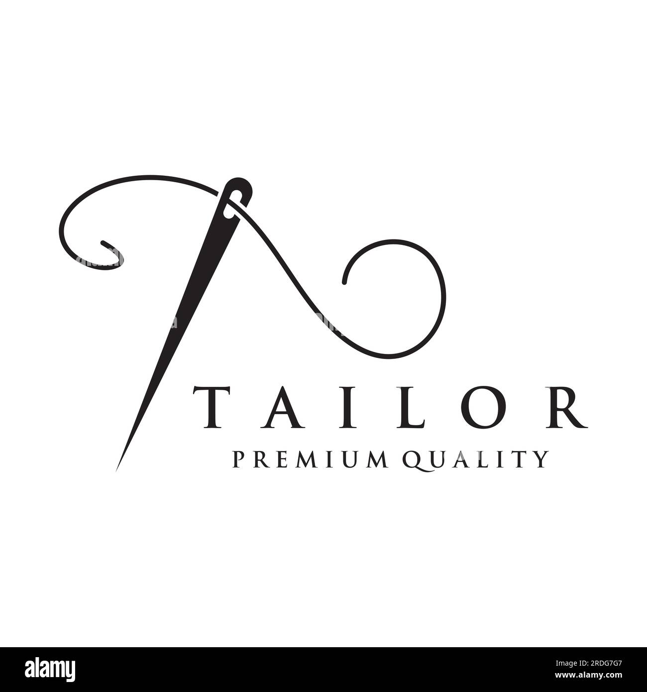 Tailor silhouette logo with needle, thread, benik and sewing machine ...