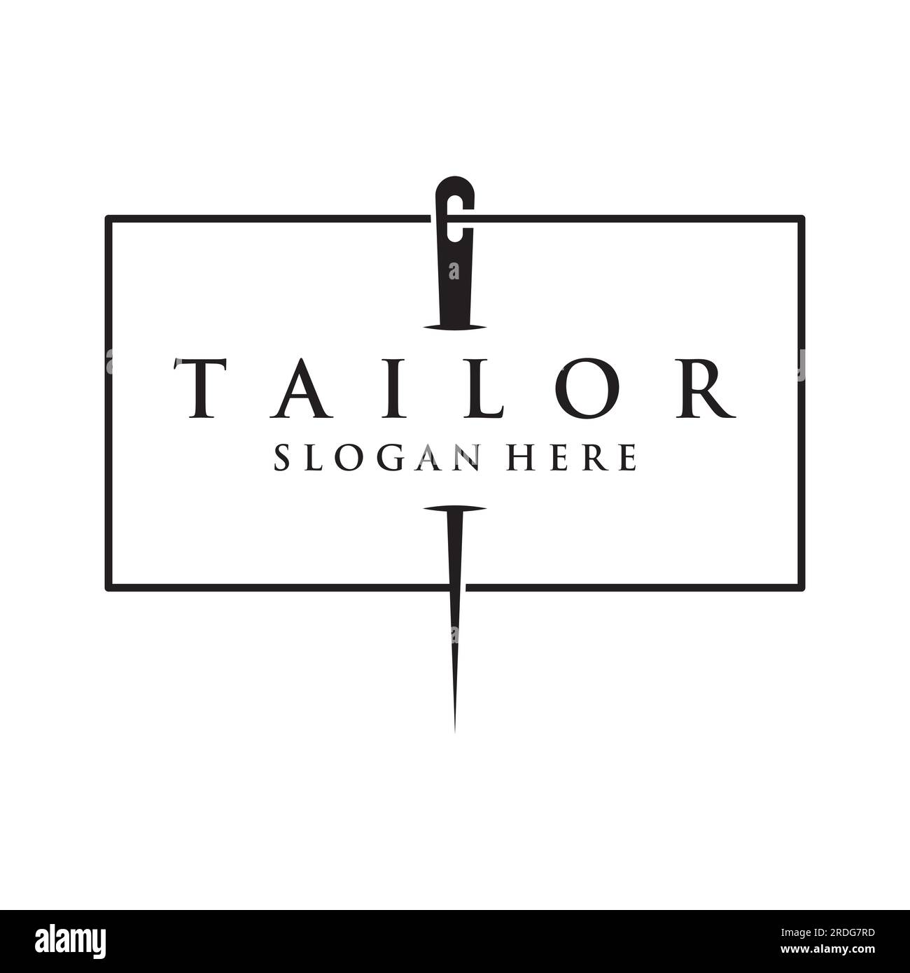 Tailor silhouette logo with needle, thread, benik and sewing machine ...