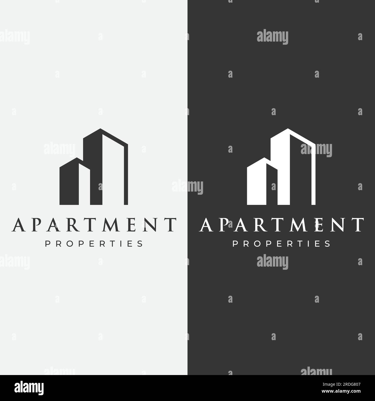 Logos of modern and elegant luxury apartment buildings, houses, hotels ...