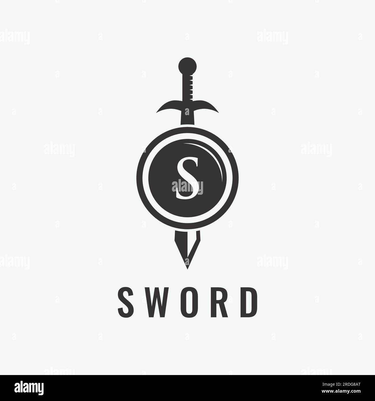 Sword, shield ,excalibur vintage silhouette logo design Stock Vector ...