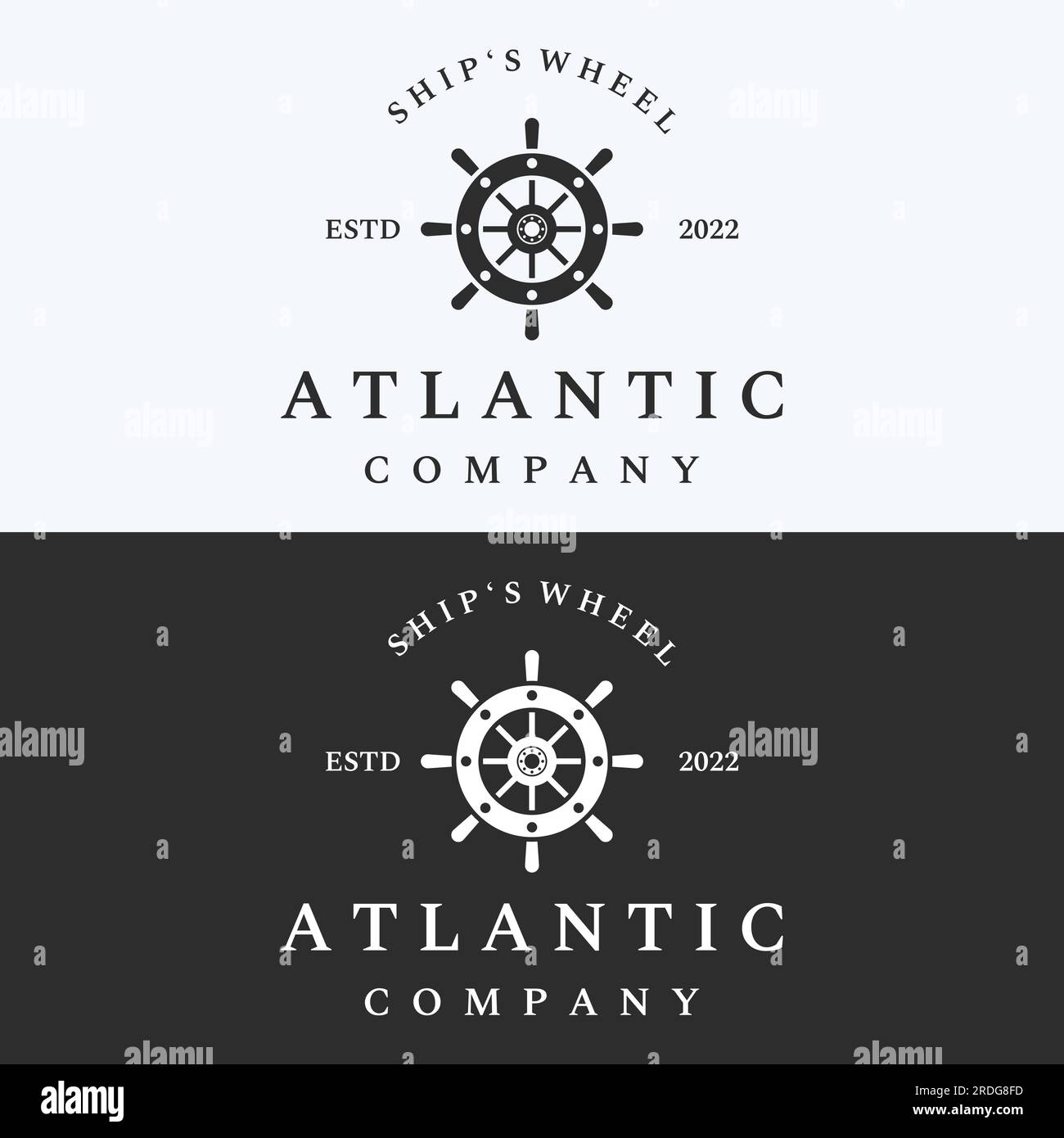 Cruise ship rudder logo design with sea waves, retro ropes and anchors ...