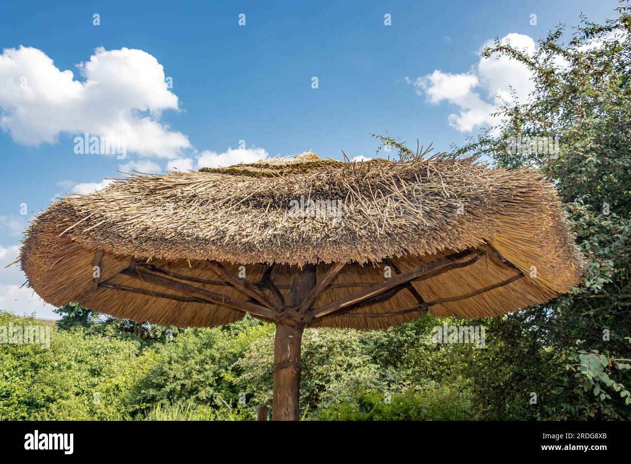 Shelter made of natural materials in the summer landscape Stock Photo ...