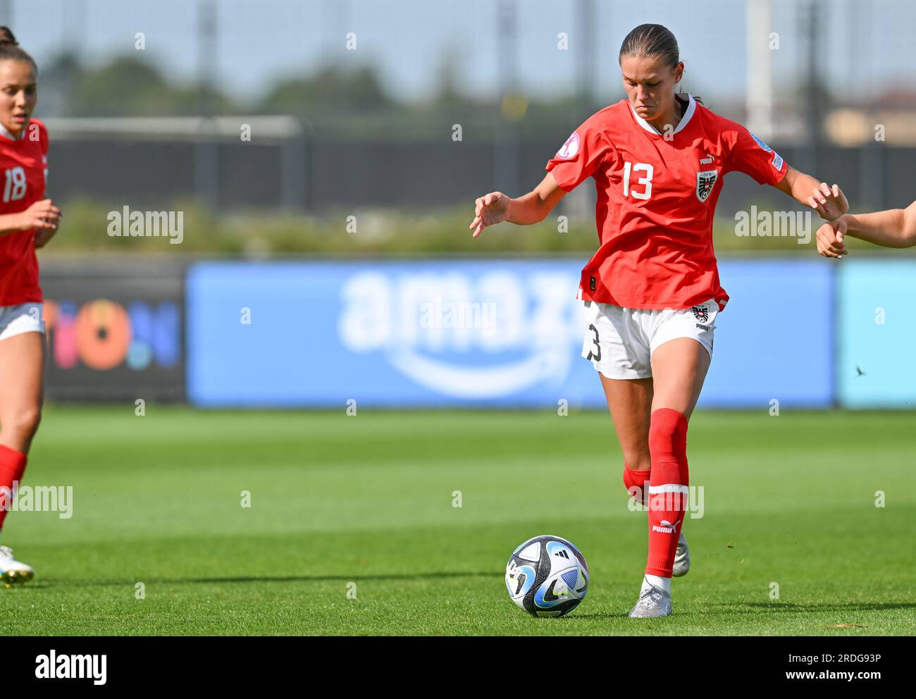 Valentina Madl (13) of Austria pictured during a female soccer game between the national women ...