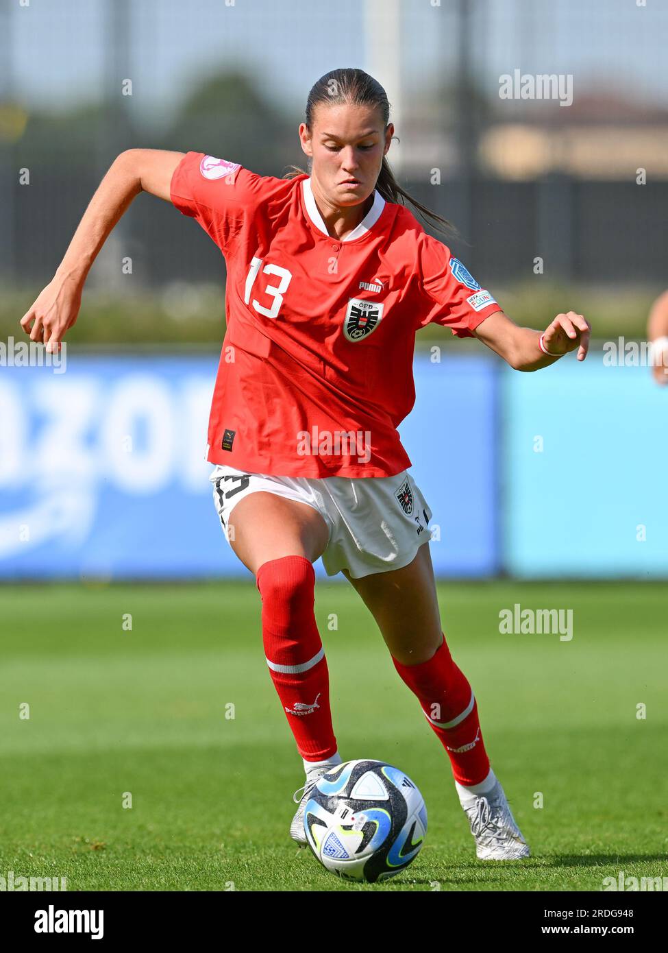 Valentina Madl (13) of Austria pictured during a female soccer game ...