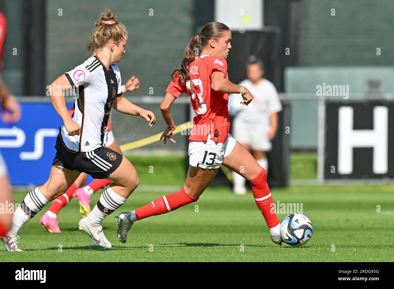 Valentina Madl (13) of Austria pictured during a female soccer game between the national women ...