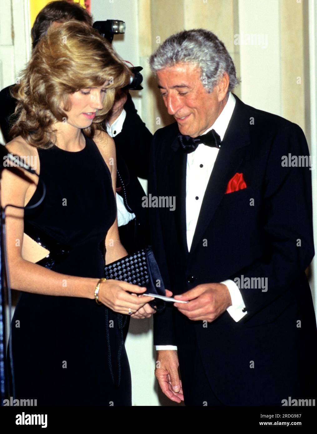 Singer Tony Bennett waits to be introduced to United States President ...