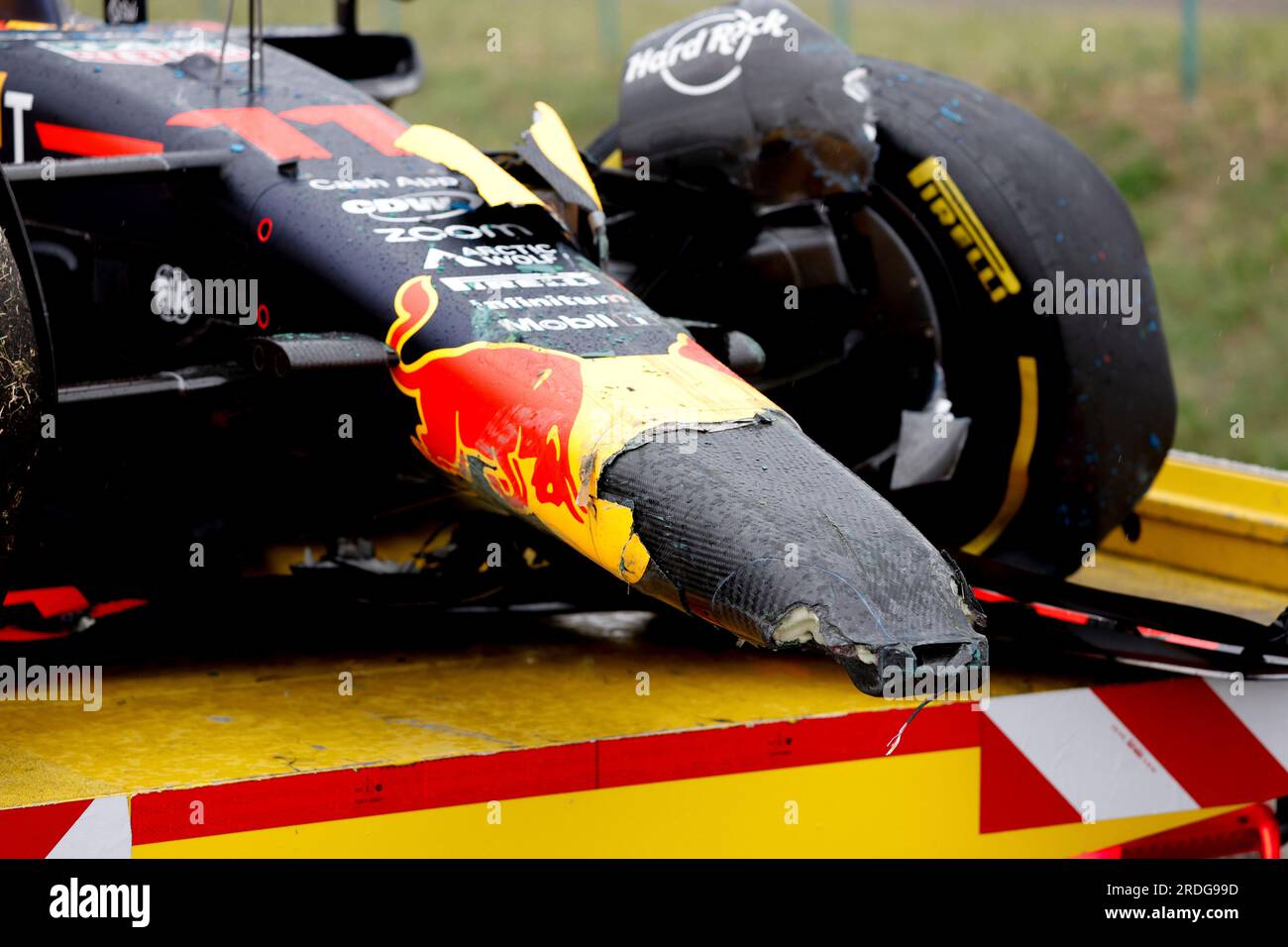 Budapest, Hungary. 21st July, 2023. Damaged car of #11 Sergio Perez ...