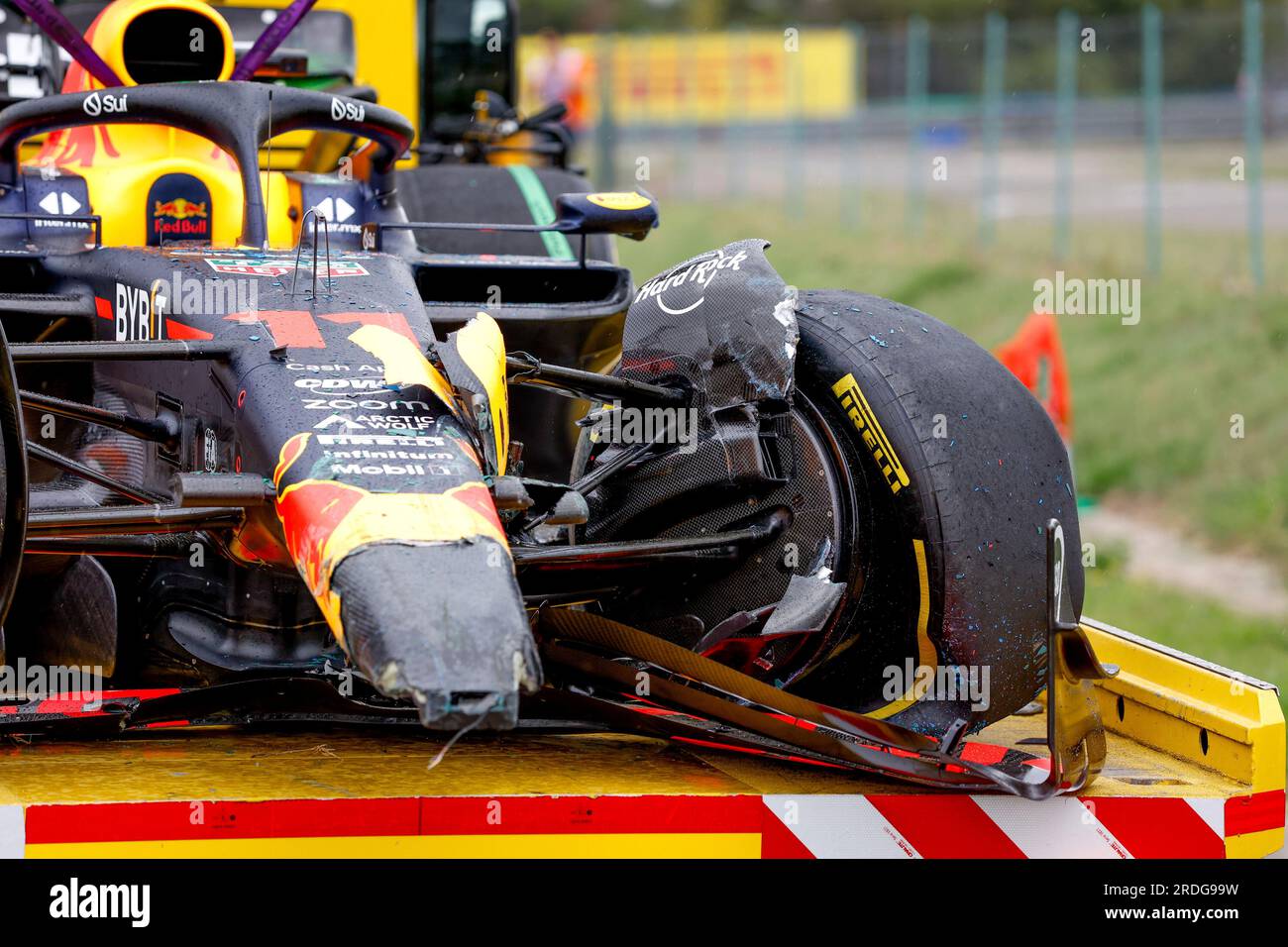 Budapest, Hungary. 21st July, 2023. Damaged car of #11 Sergio Perez ...