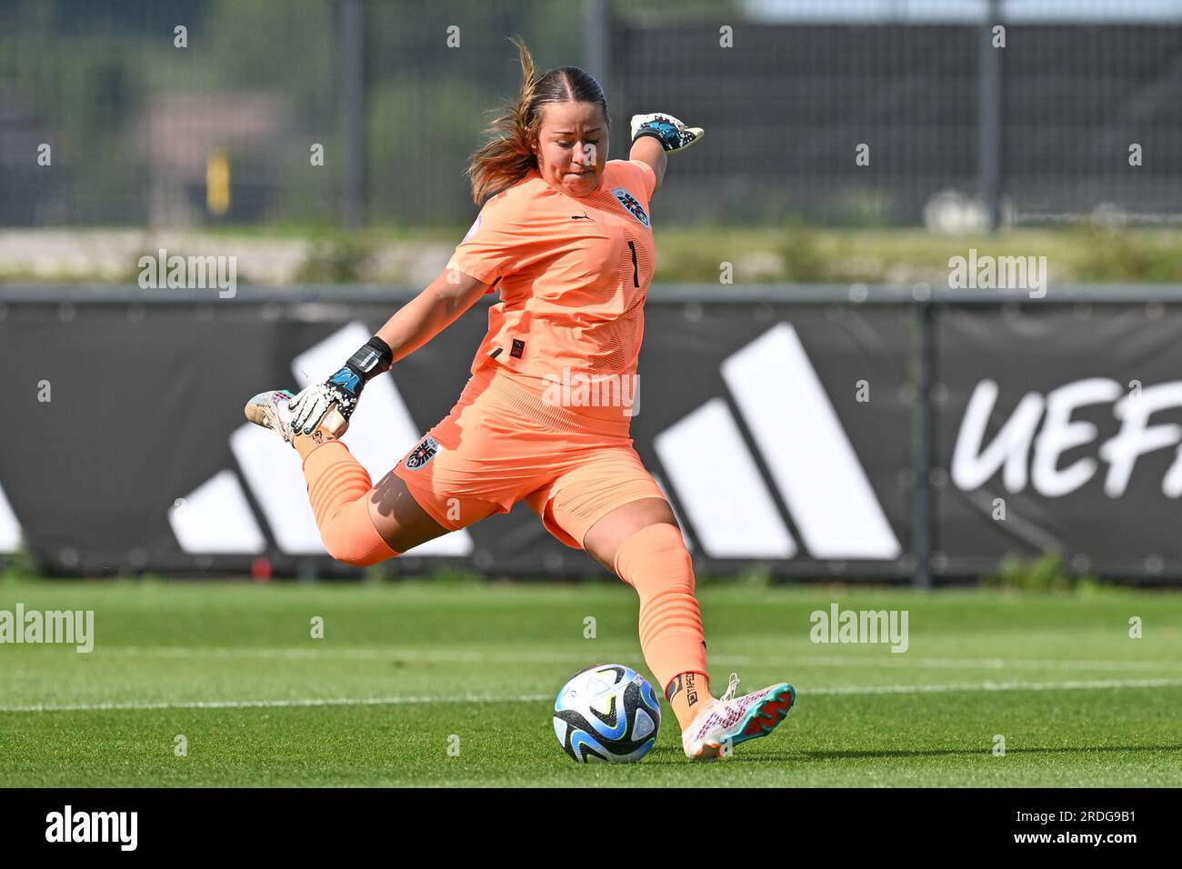 goalkeeper Mariella El Sherif (1) of Austria pictured during a female ...