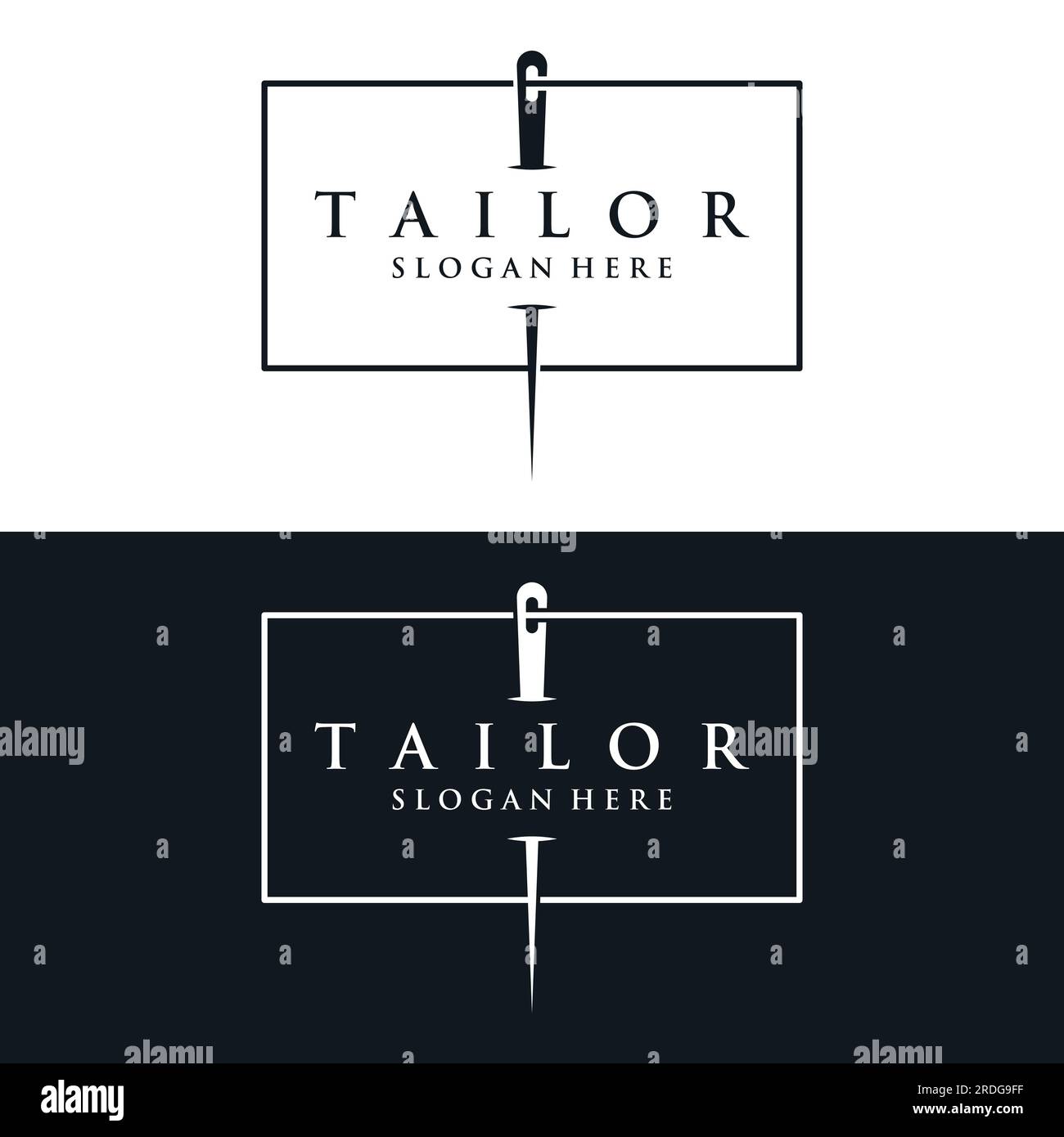 Tailor silhouette logo with needle, thread, benik and sewing machine ...