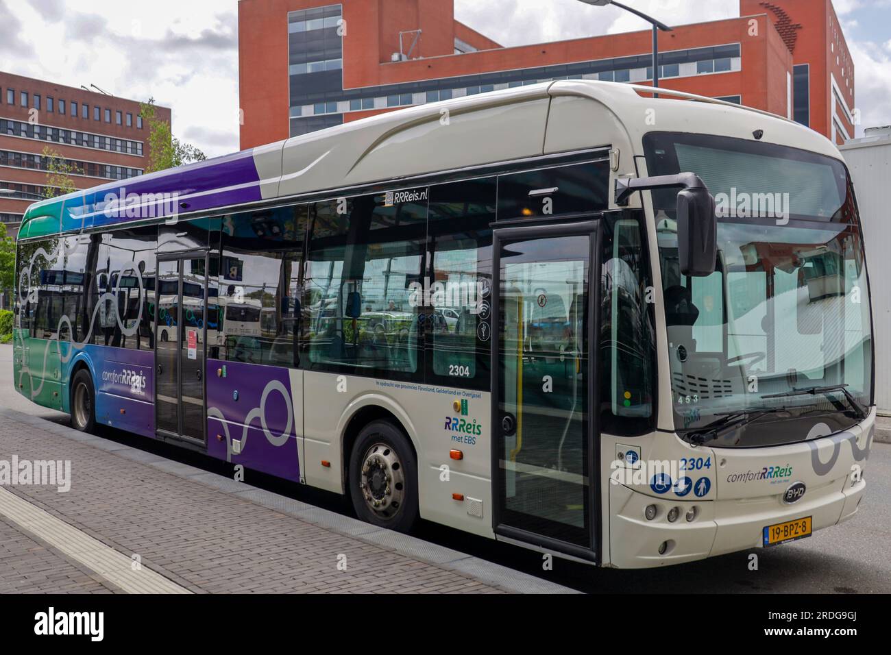 Electrical BYD busses at Zwolle busplatform for regional and local ...