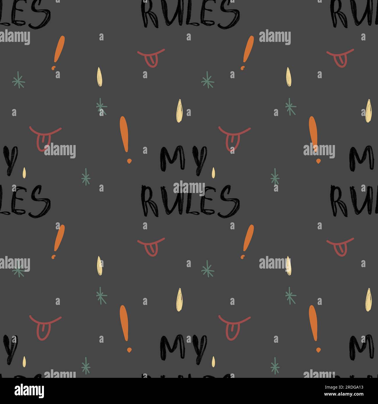 My rules motivation phrase grey seamless pattern Stock Photo - Alamy