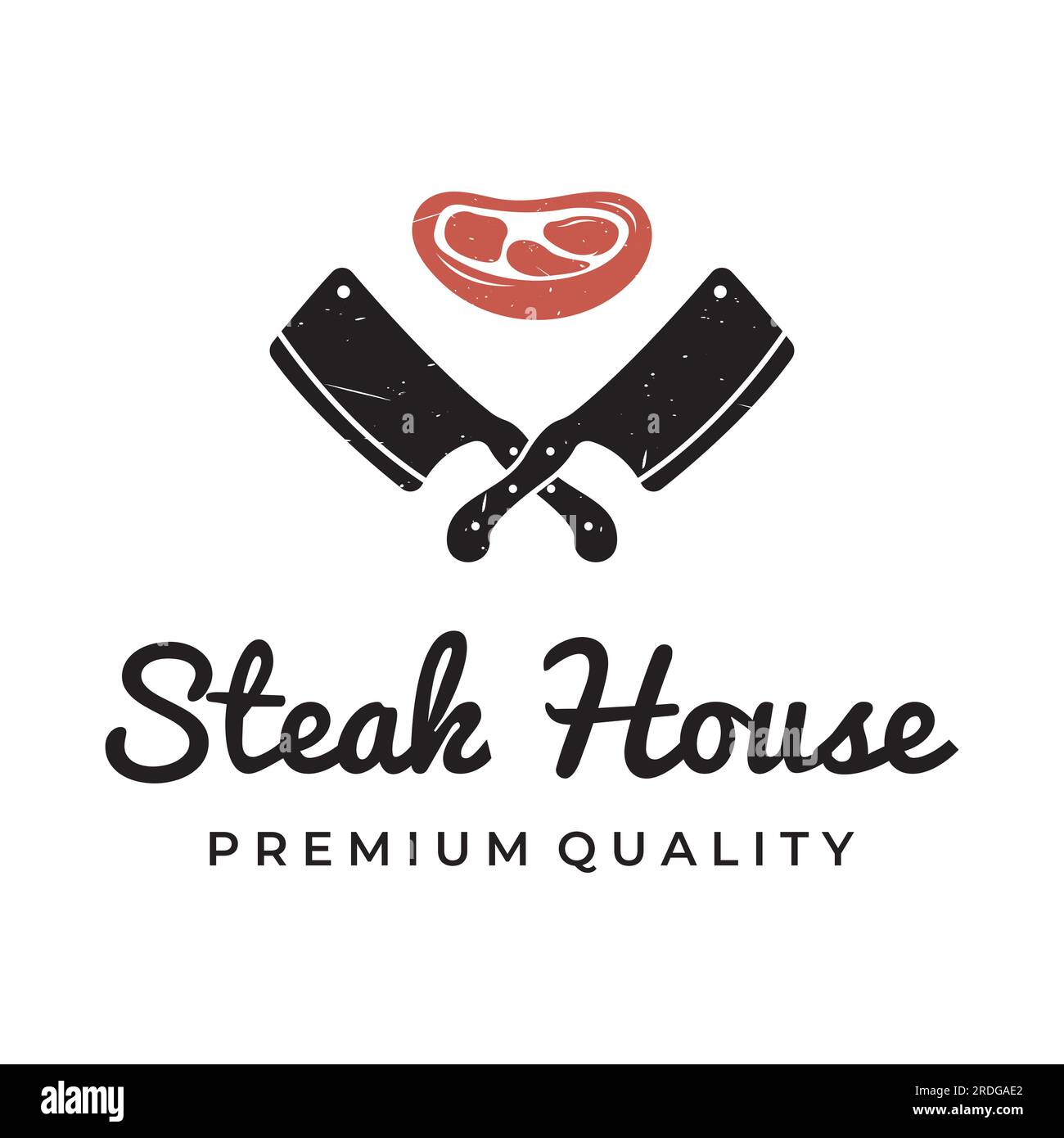 Fresh butcher shop logo with knife and vintage farm animal markings ...