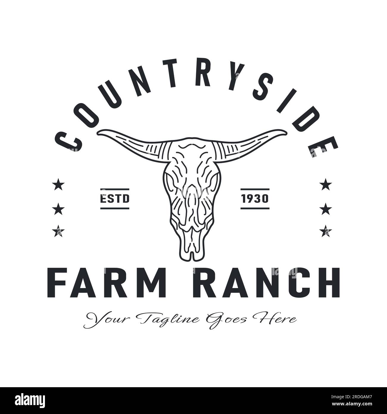 Vintage Retro Longhorn skull Bull Buffalo Cow for Western Countryside ...