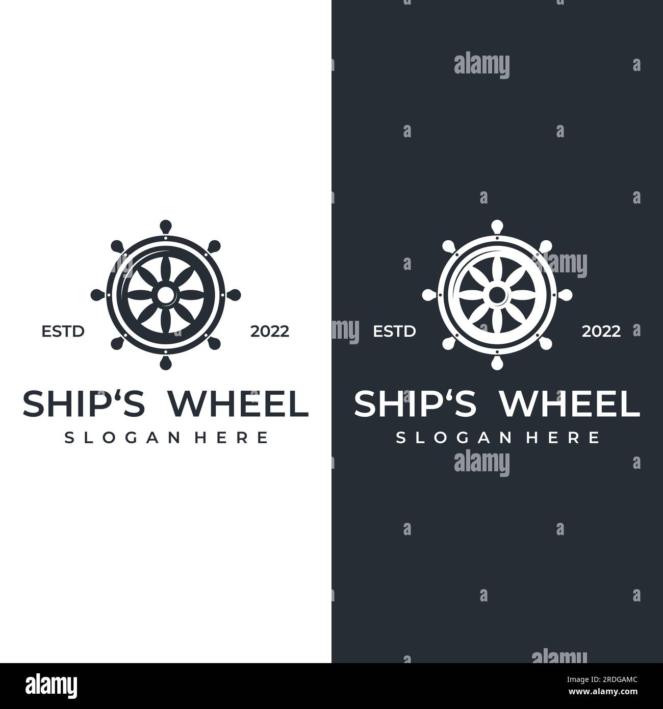 Cruise ship rudder logo design with sea waves, retro ropes and anchors ...