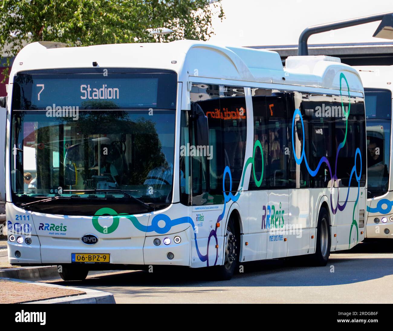 Electrical BYD busses at Zwolle busplatform for regional and local ...