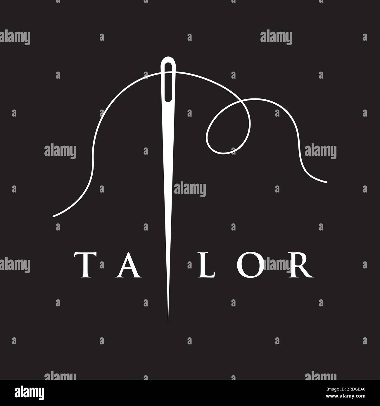 Tailor silhouette logo with needle, thread, benik and sewing machine ...