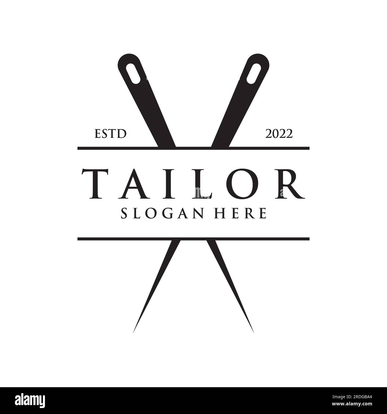 Tailor silhouette logo with needle, thread, benik and sewing machine ...