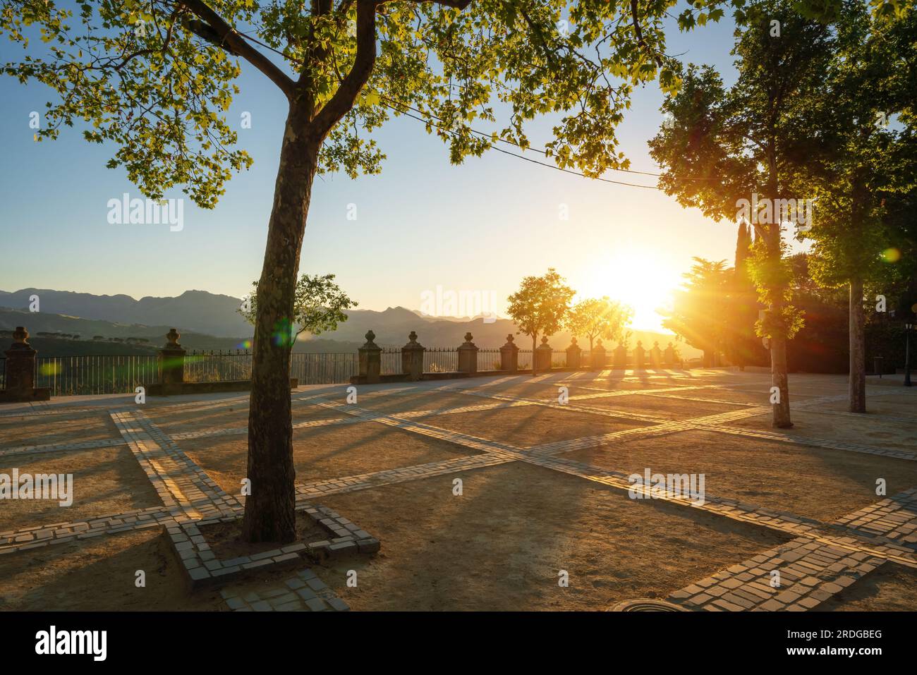 Alameda del Tajo Park at sunset - Ronda, Andalusia, Spain Stock Photo ...