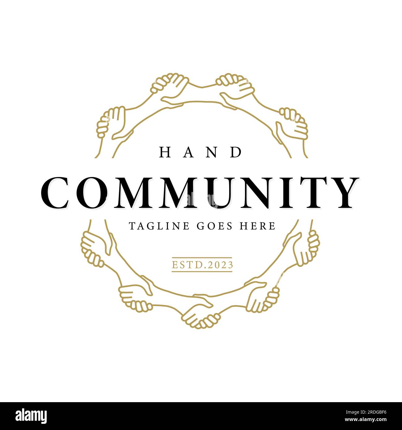 Vintage Retro Star Circular Handshake For Unity Community Charity