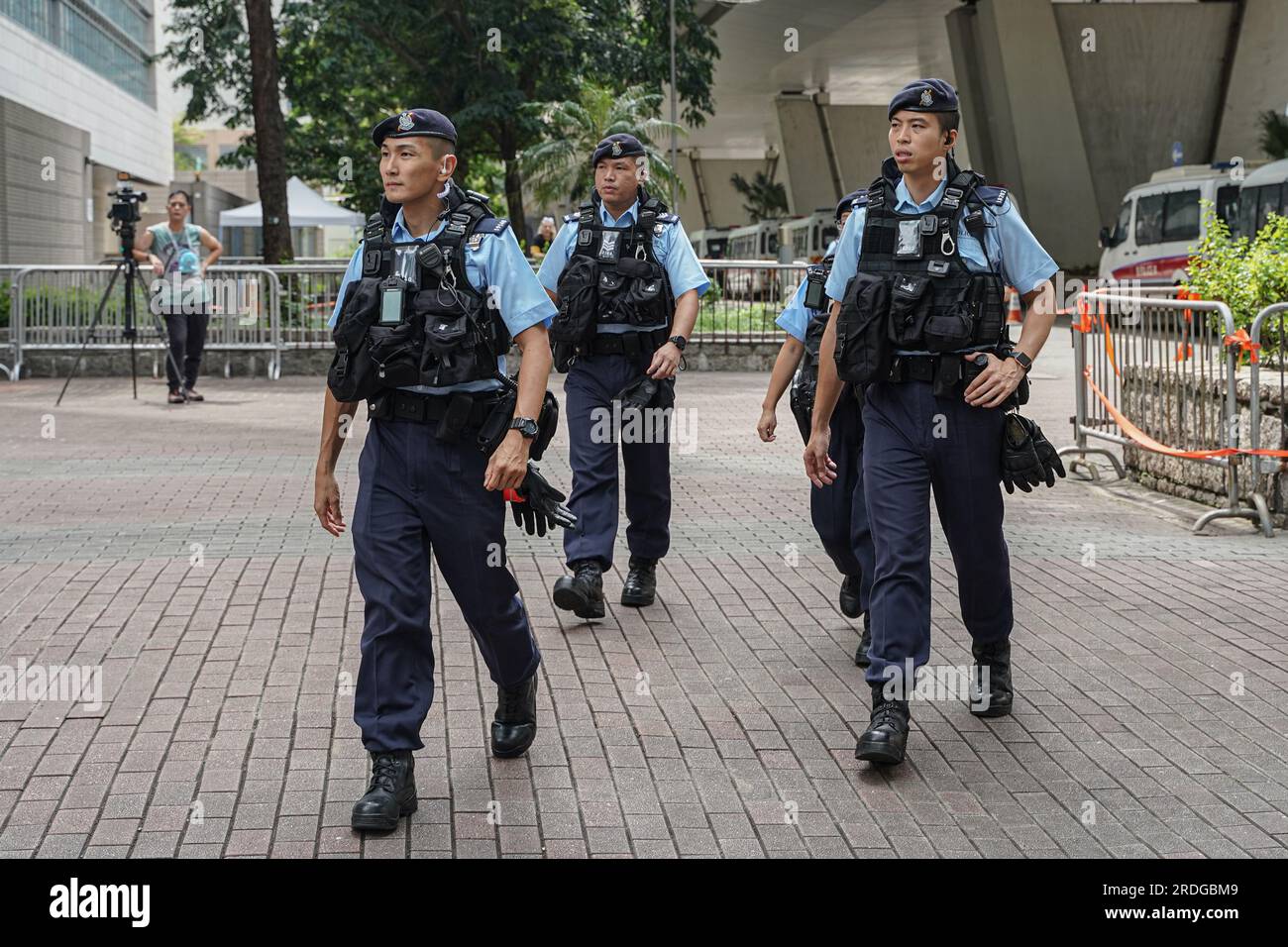 Hong Kong, China. 21st July, 2023. Police officers patrolling outside ...