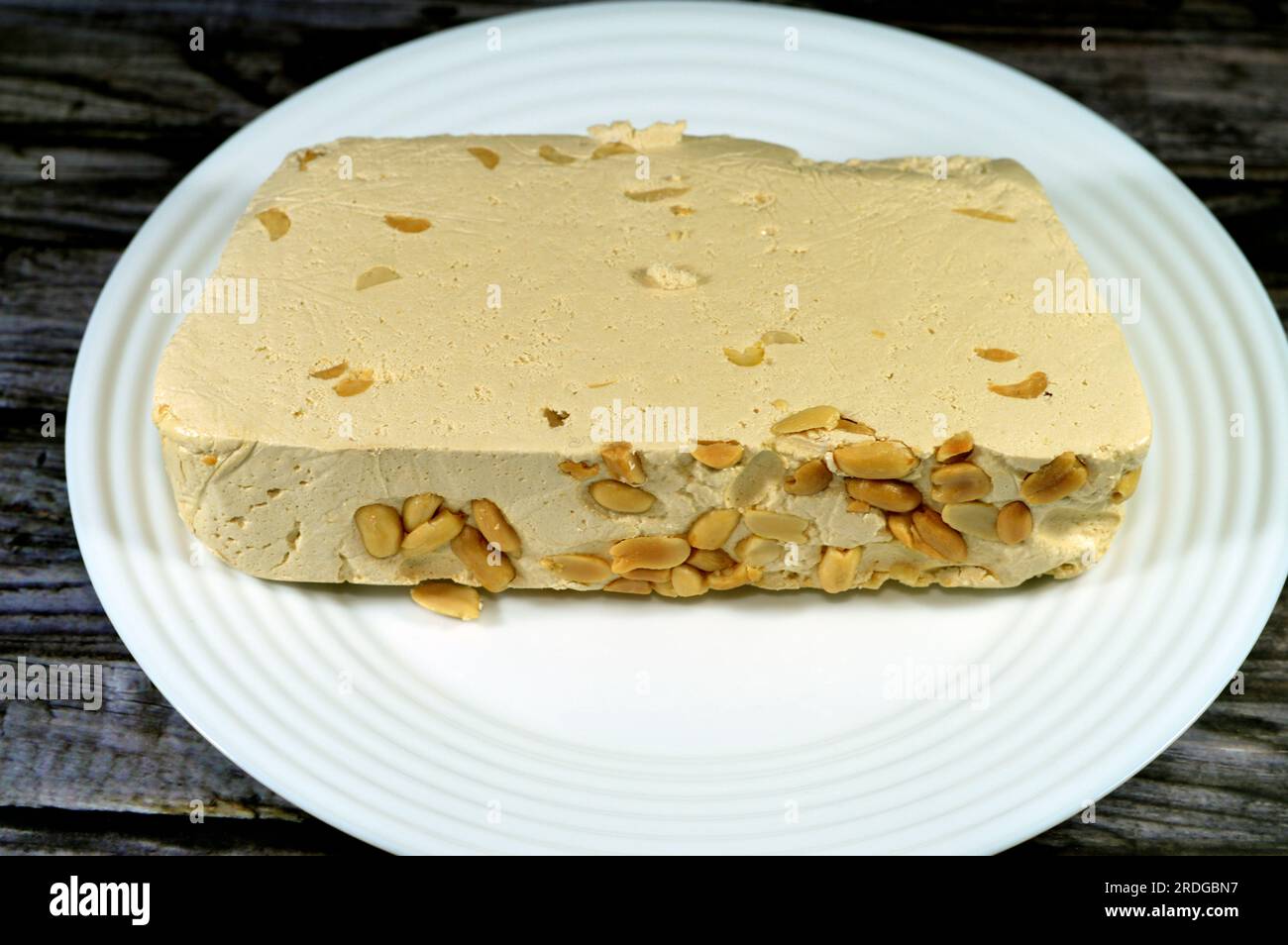 Traditional tahini halva with peanuts or Halawa Tahiniya, the primary ...