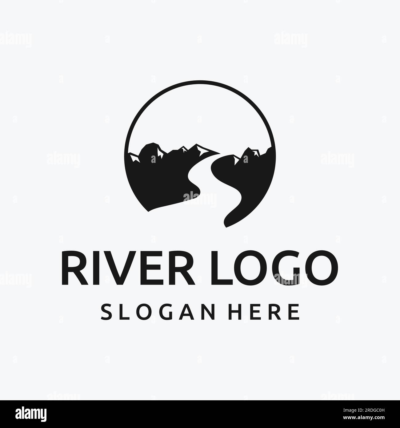 Logos of rivers, creeks, riverbanks and streams. River logo with ...