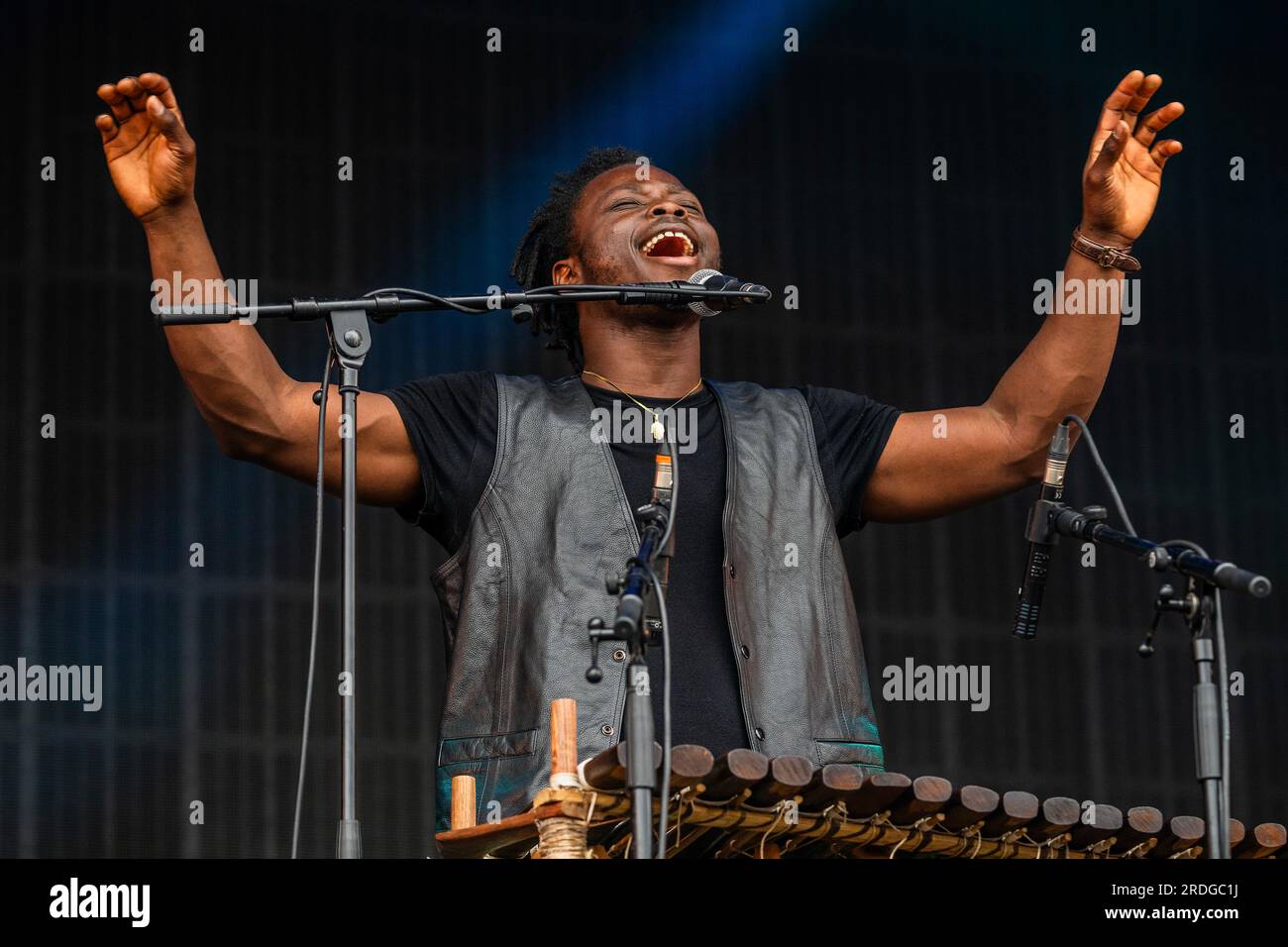 Henham Park, Suffolk, UK. 21st July, 2023. N'famady Kouyate plays the ...