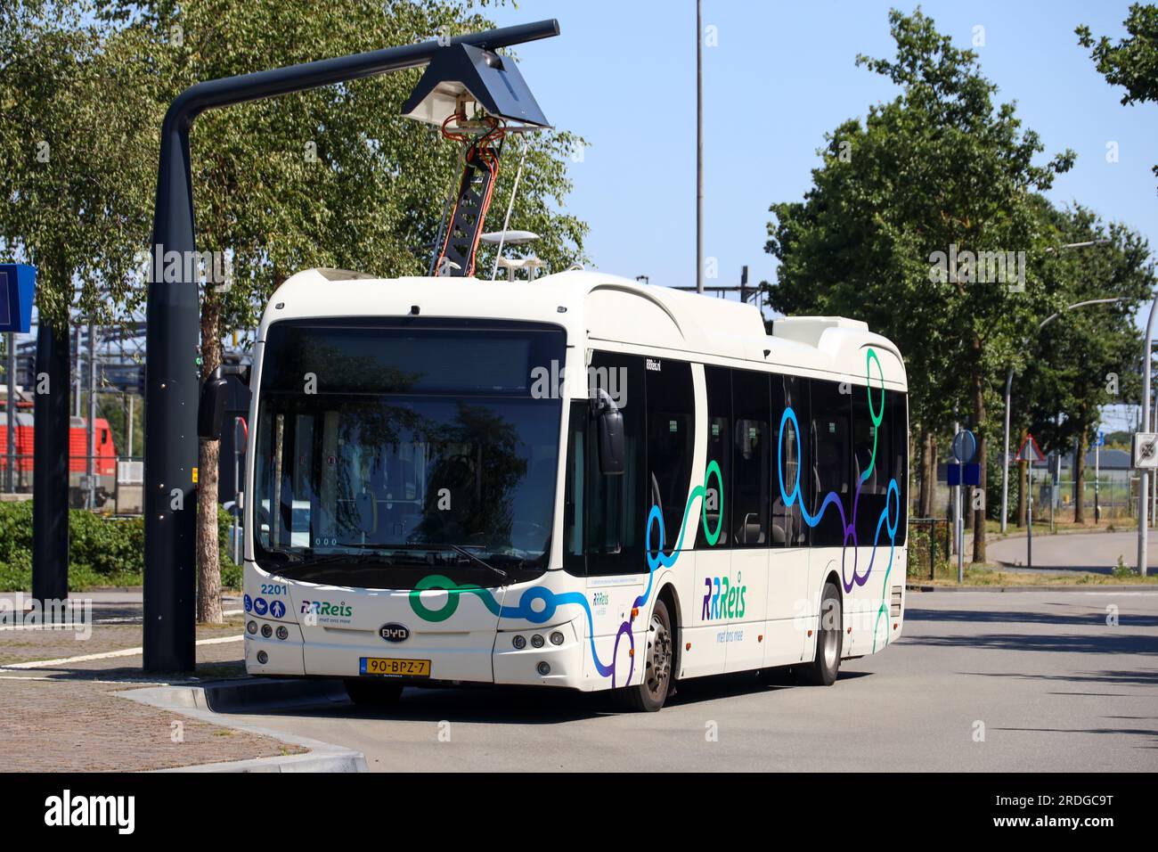 Electrical BYD busses at Zwolle busplatform for regional and local ...