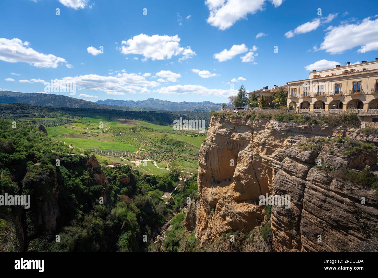 View of Ronda Gorge and Valley - Ronda, Andalusia, Spain Stock Photo ...