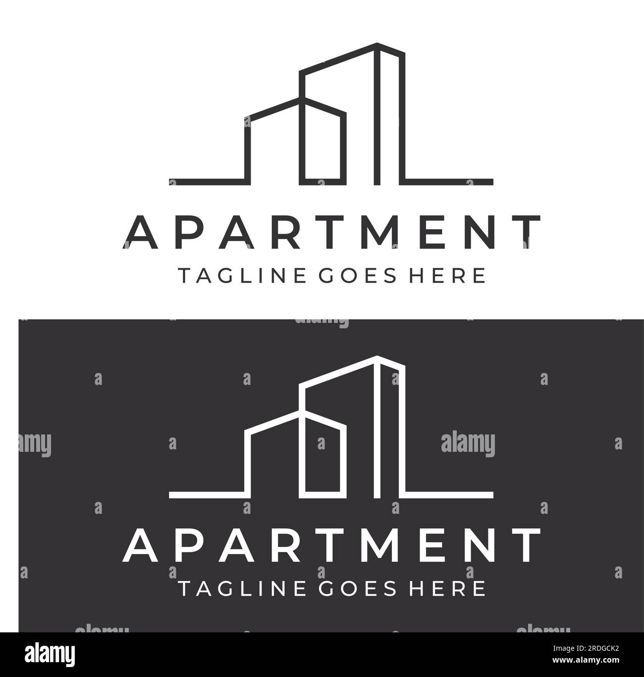 Logos of modern and elegant luxury apartment buildings, houses, hotels ...
