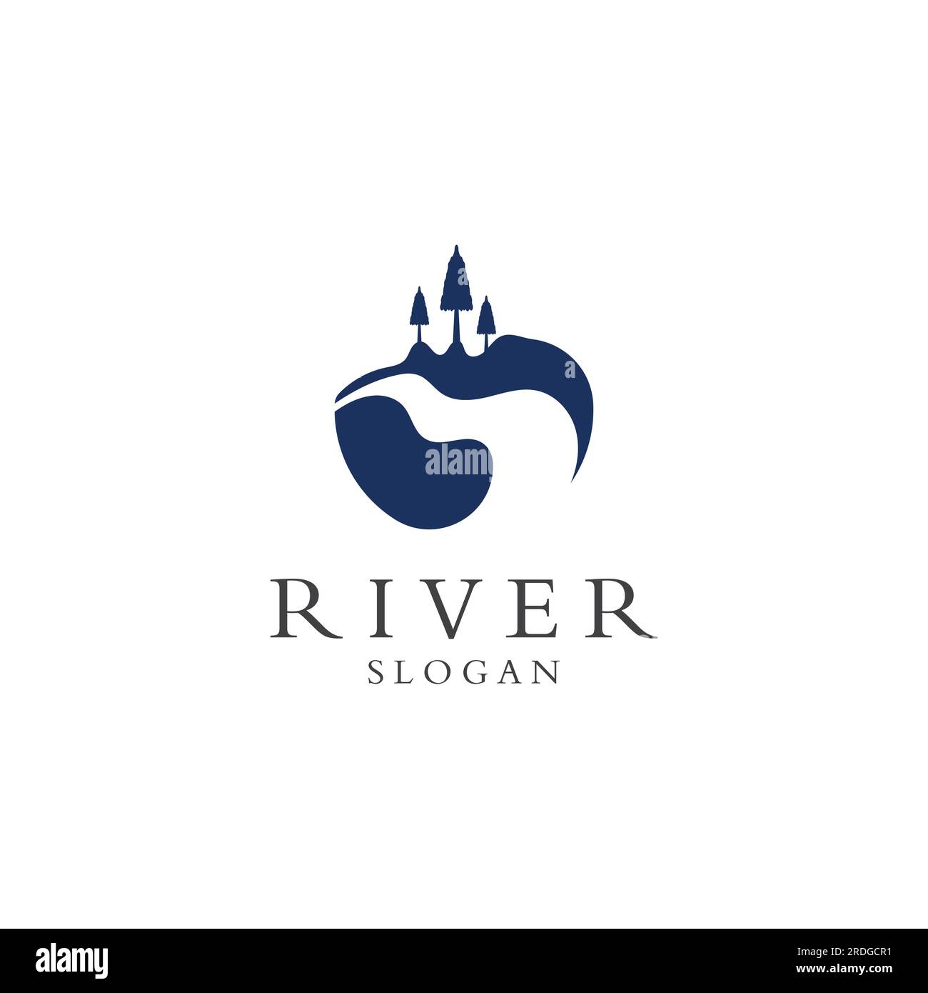 Logos of rivers, creeks, riverbanks and streams. River logo with ...