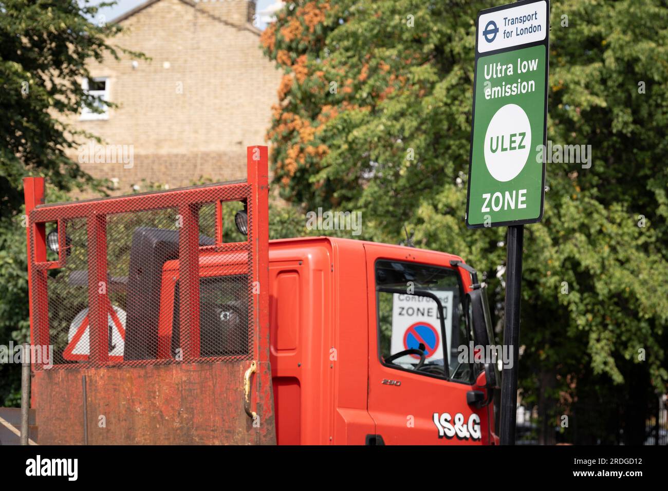 A lorry passes an ULEZ (Ultra Low Emission Zone) sign on the South ...