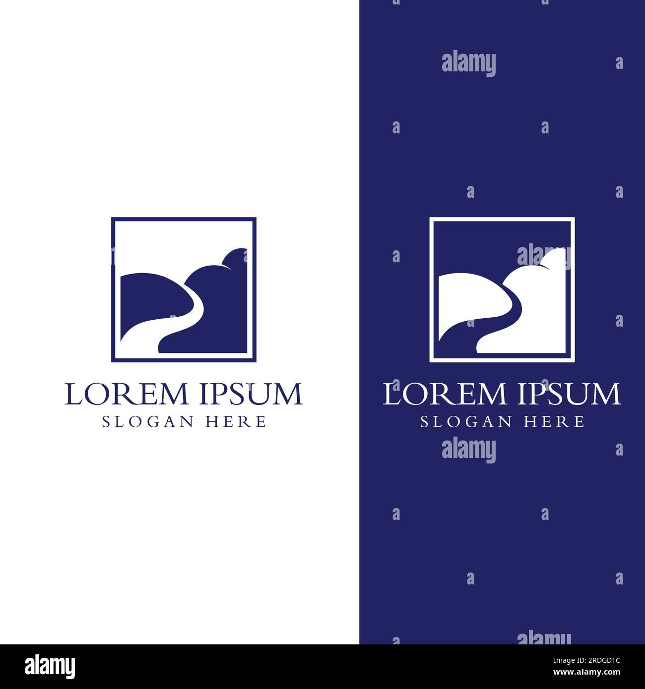 Logos of rivers, creeks, riverbanks and streams. River logo with ...