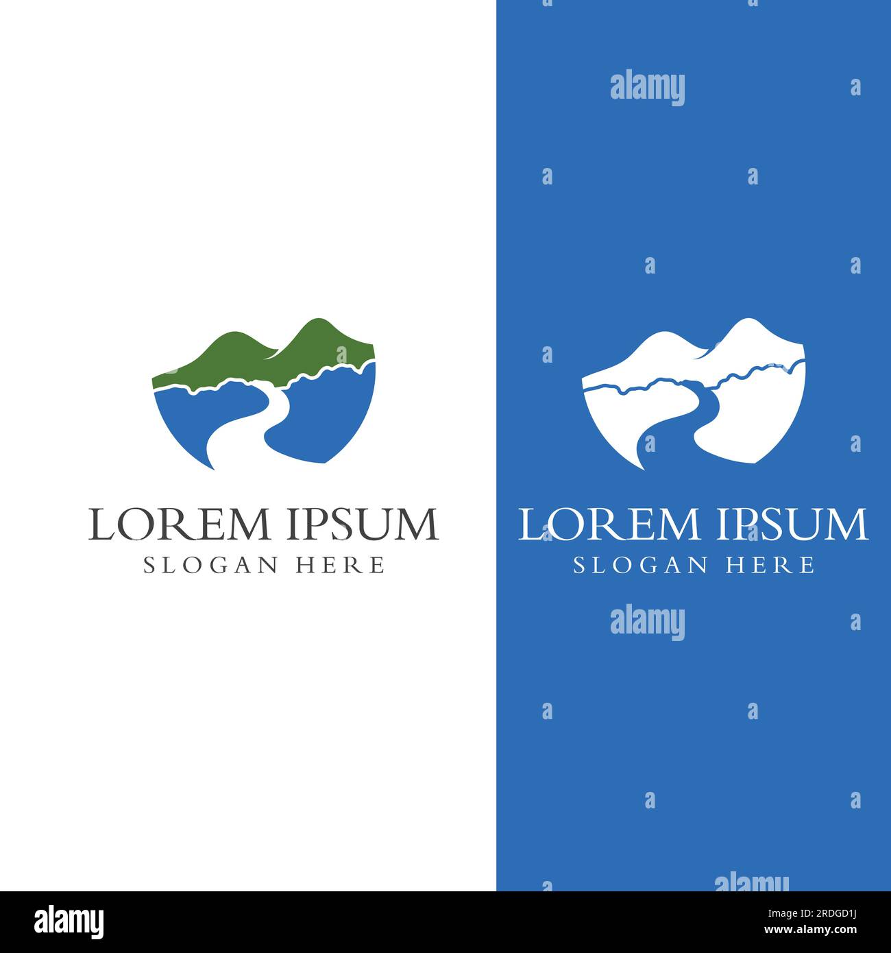 Logos of rivers, creeks, riverbanks and streams. River logo with ...