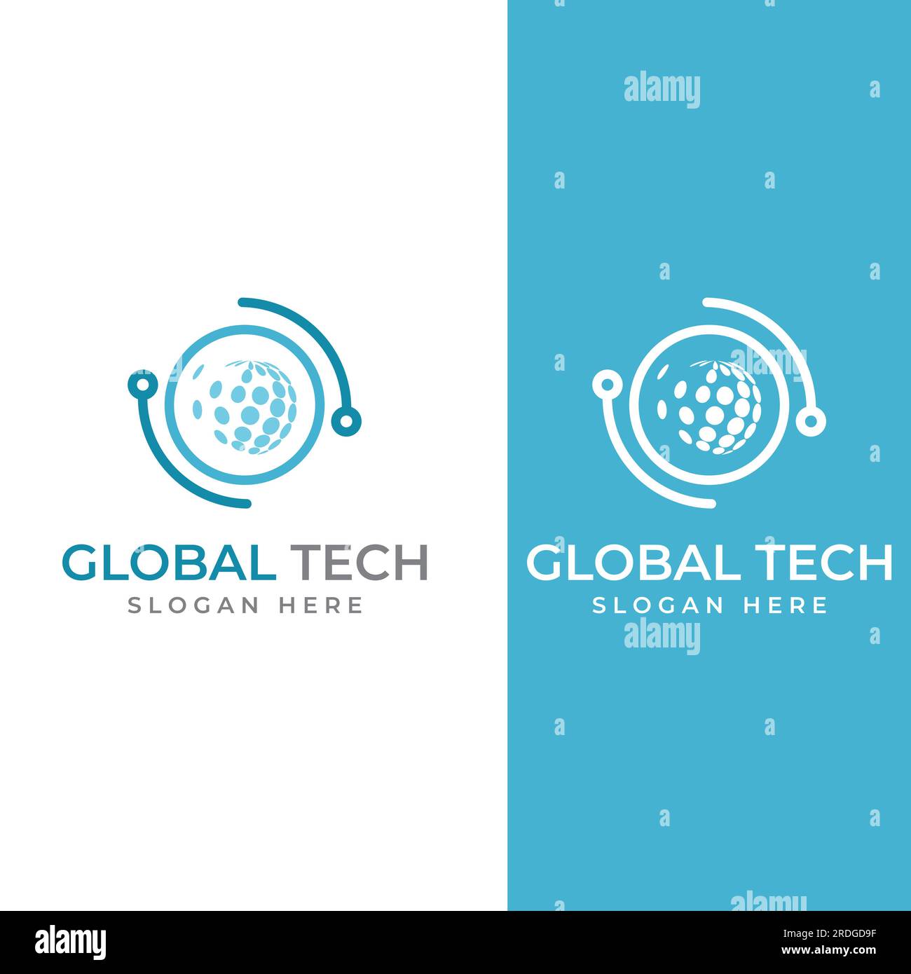 Logo of modern digital tech world, global or tech planet, and digital ...